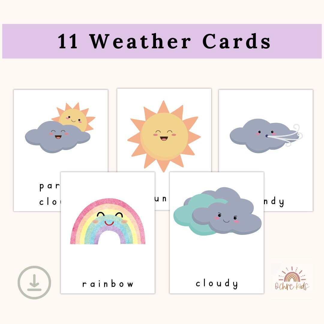 WEATHER CARDS Preschool Printable Educational Resource - Etsy