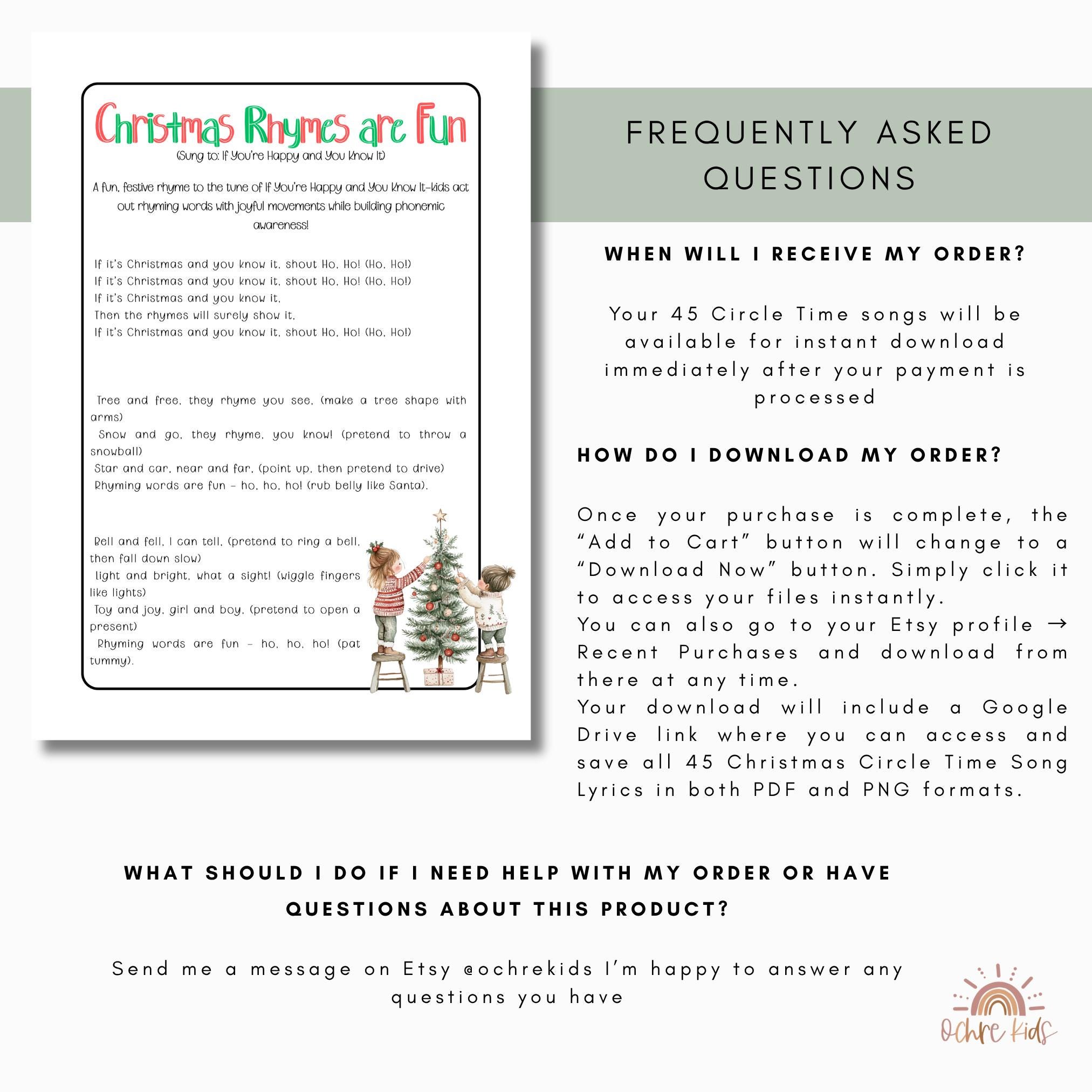 45 Christmas Circle Time Songs: Preschool Teacher Printable (PDF & PNG ...