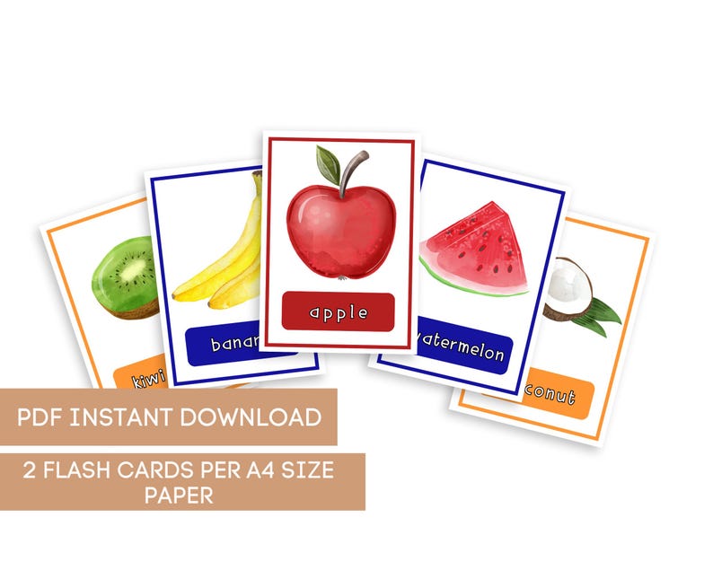 Fruit Flash Cards for Toddlers Printable Download Preschool Early Years ...