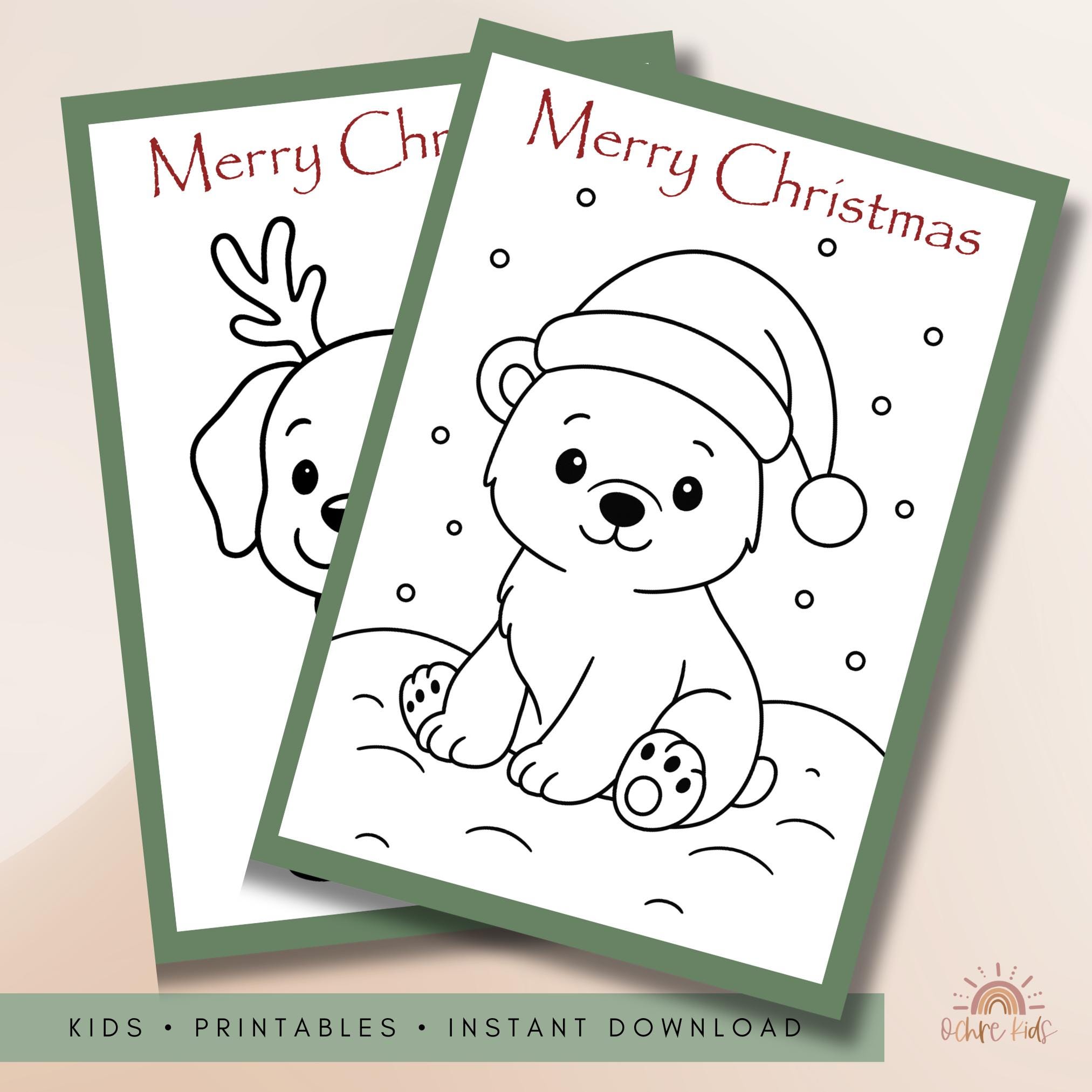 Printable Christmas Cards for Kids to Colour – 22 Colouring Card ...