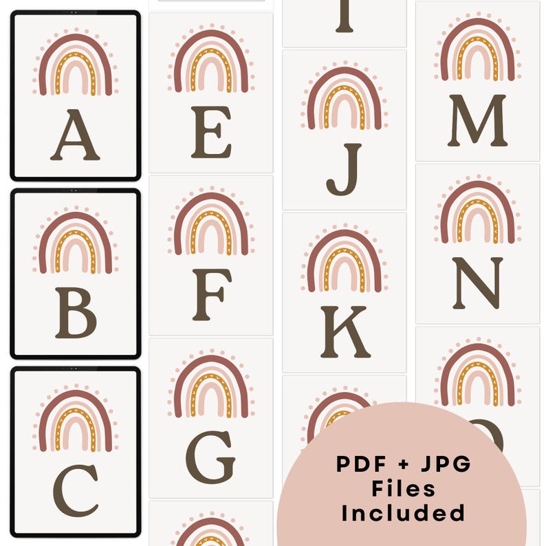 Boho Alphabet Posters A-Z | A5 Size | Printable PDF and JPG | ABC ...