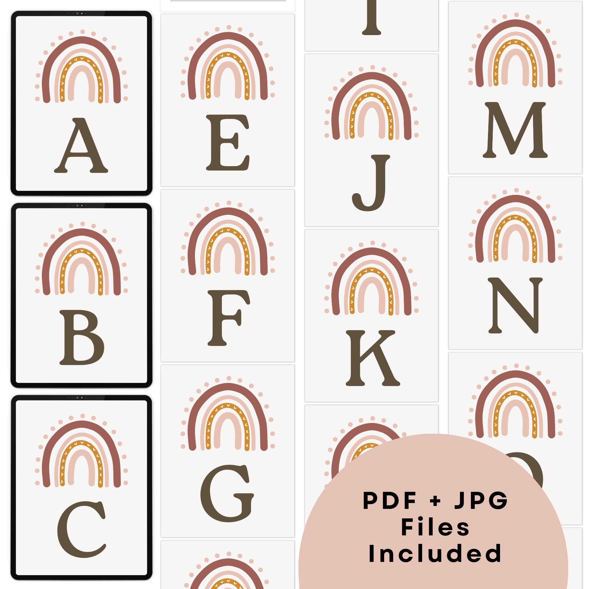 Boho Alphabet Posters A-Z | A5 Size | Printable PDF and JPG | ABC ...