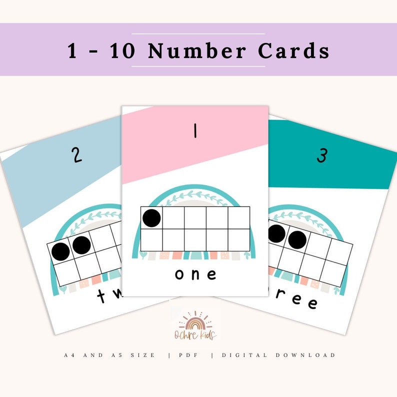 1-10 Number Cards for Classroom Display Educational Counting - Etsy ...