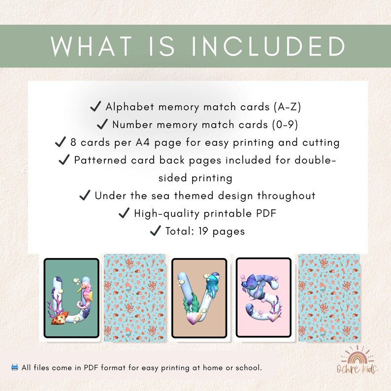 Memory Match ABC and Number Printable Card Game for Kids Instant ...