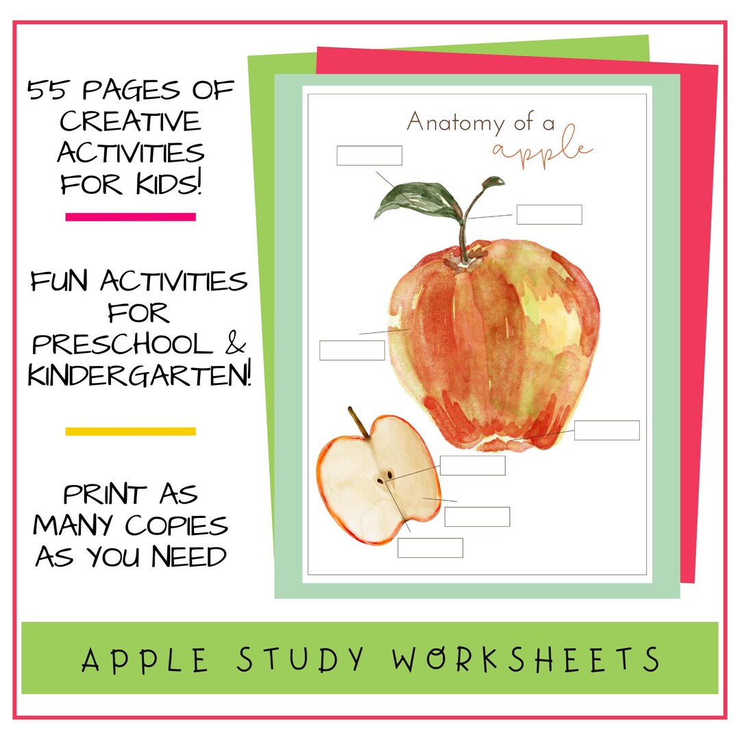 Apple Mini Study Pack: Preschool Learning Activities (PDF & PNG) - Etsy