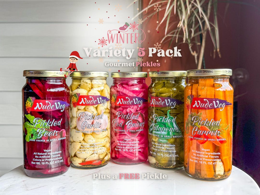 Gourmet Pickles 5-pack: Farm Fresh Pickled Vegetables With Mystery ...