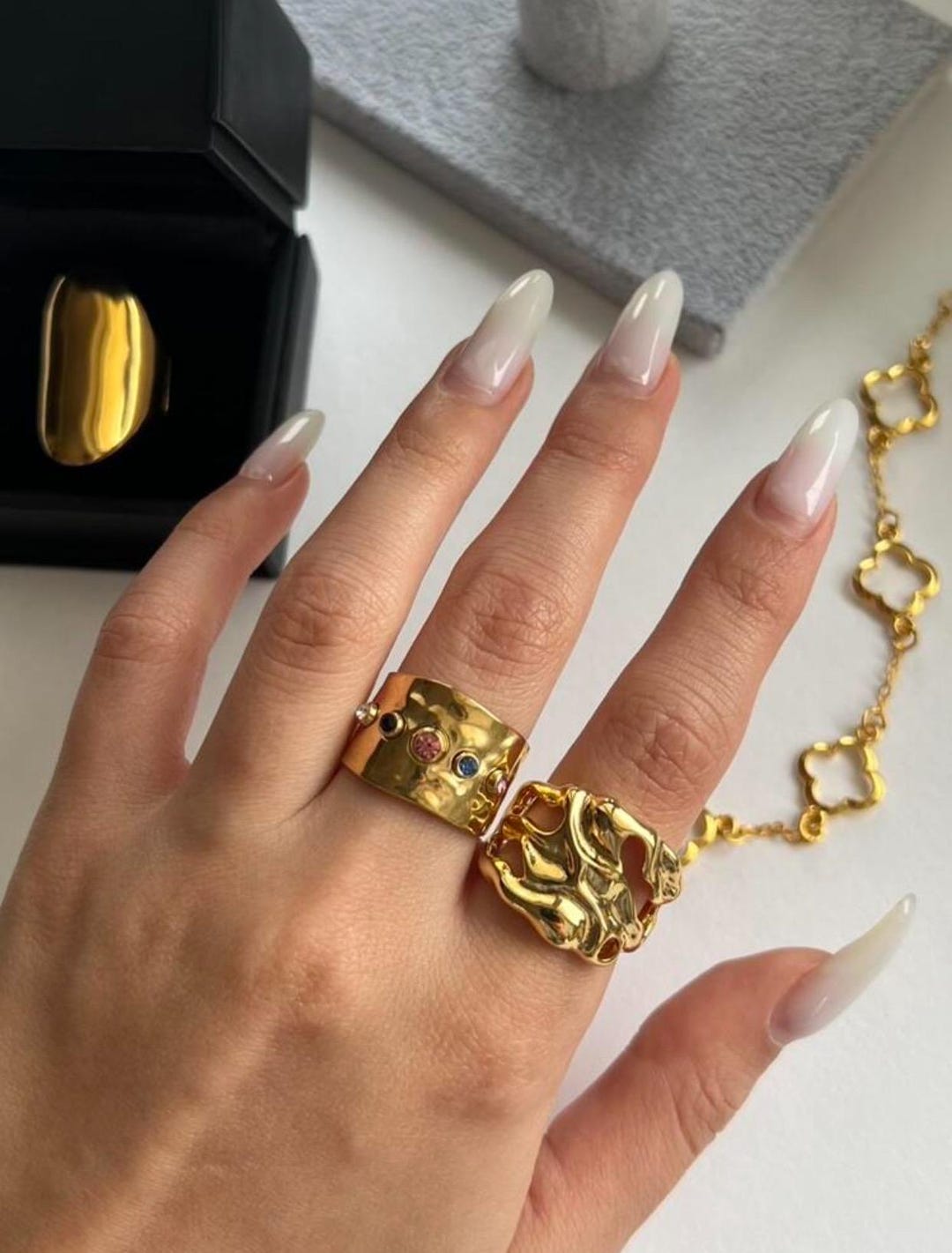 Statement Ring, Irregular Ring, 18K Gold Ring, Maximalist Ring, Y2K ...