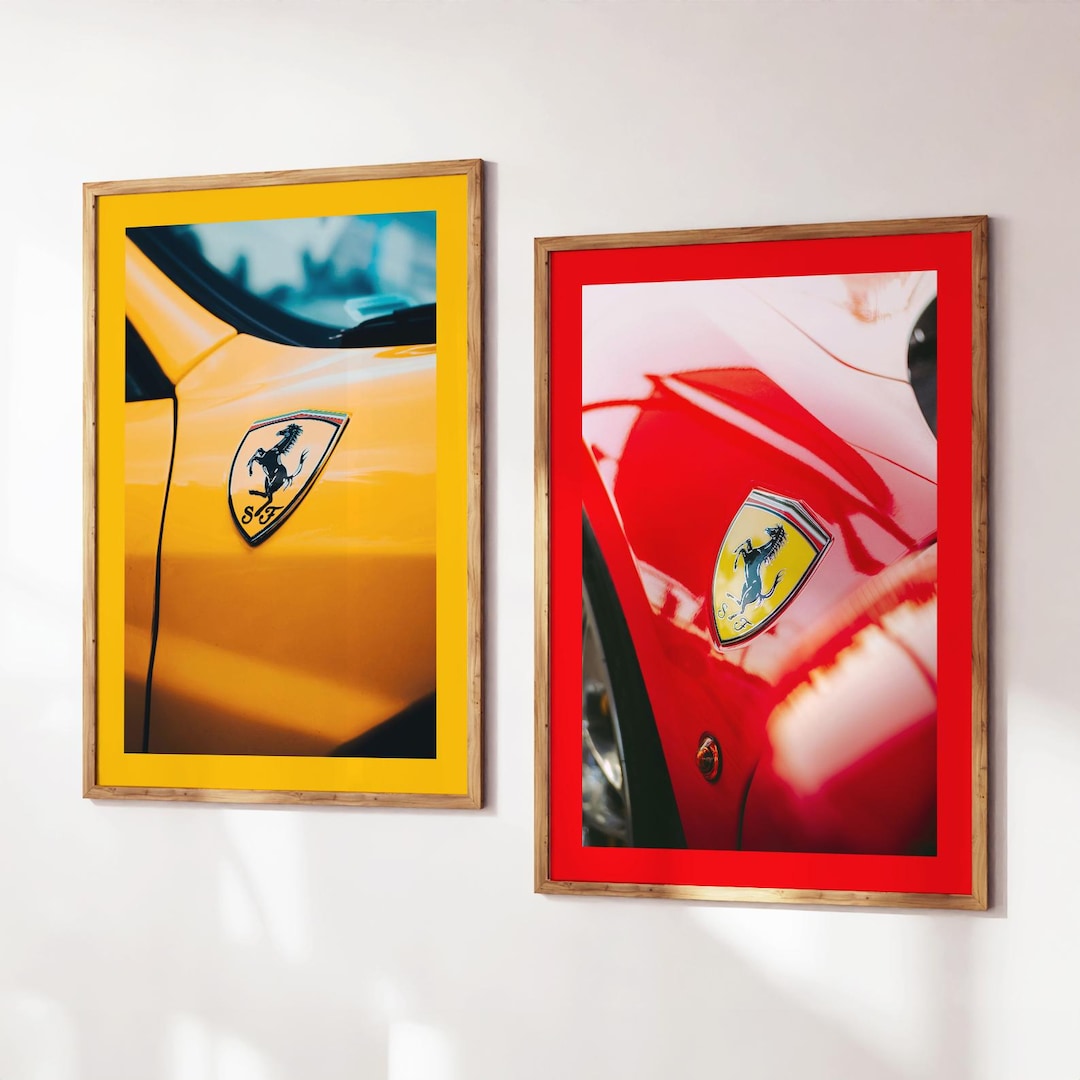 Ferrari Poster Set of 2, Ferrari Logo Poster, Sportscar Wall Art ...