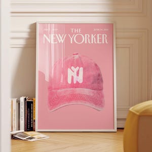 Pink New Yorker Print, Girly New York, Yankees Print, College Girl Wall ...
