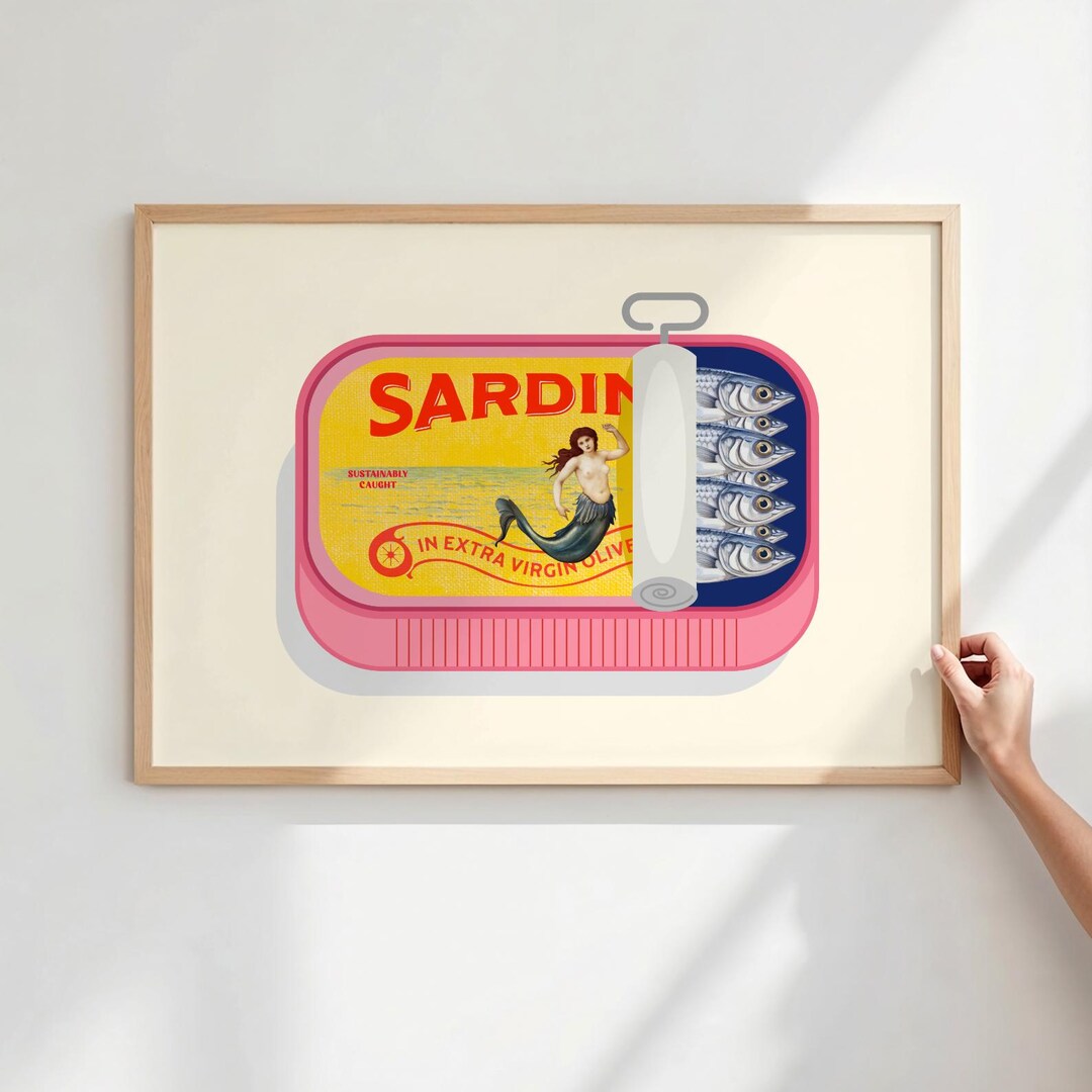 Retro Sardines Art Print, Tinned Fish Print, Seafood Print, French ...