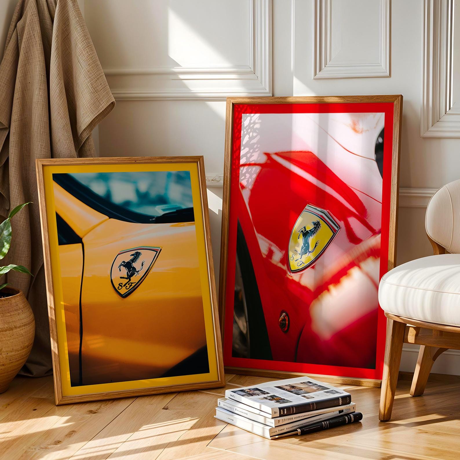 Ferrari Poster Set of 2, Ferrari Logo Poster, Sportscar Wall Art ...