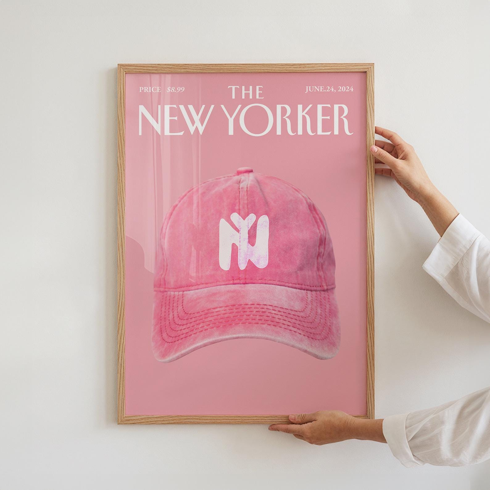 Pink New Yorker Print, Girly New York, Yankees Print, College Girl Wall ...