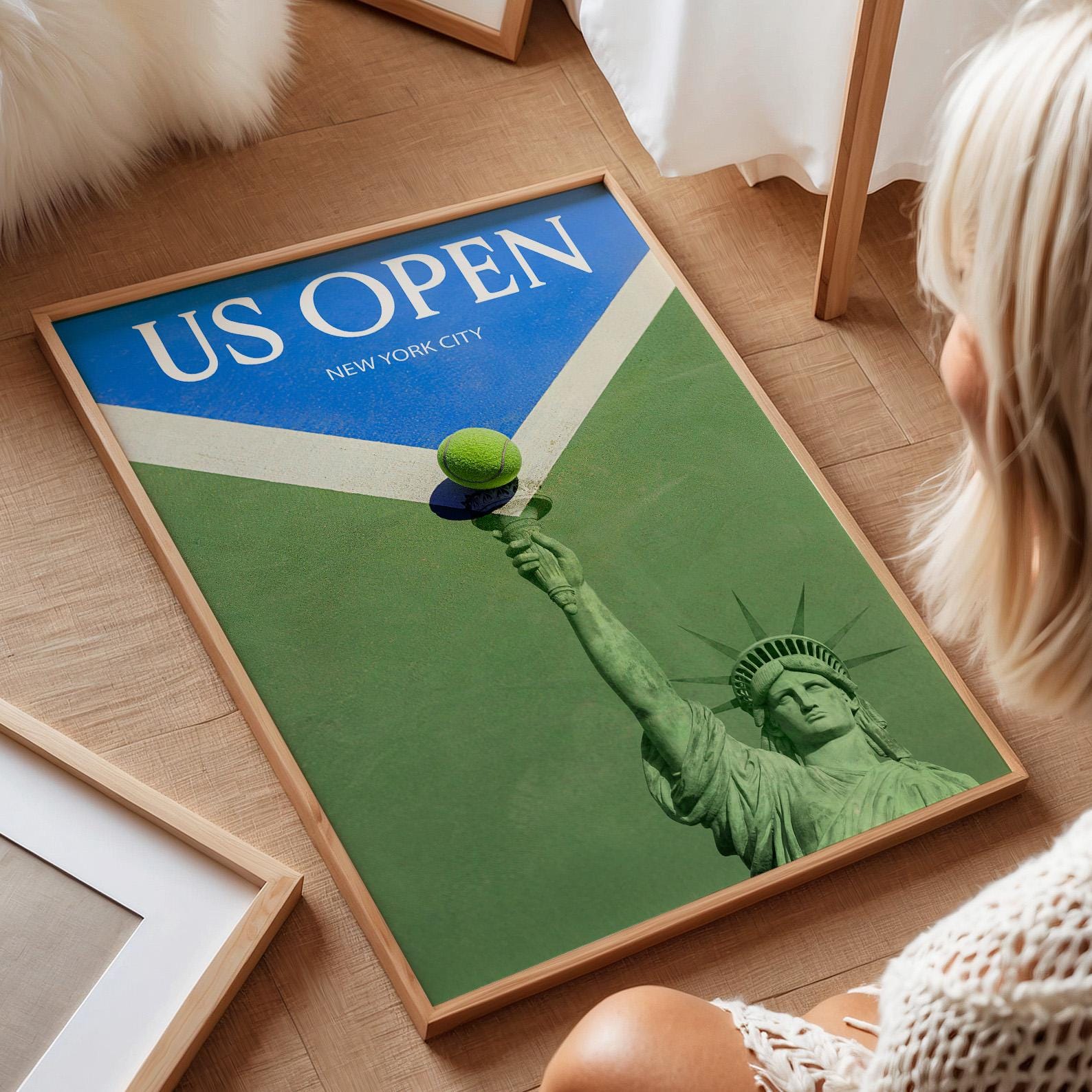 US Open Tennis Poster, New Yorker Print, Sports Wall Decor, Modern ...