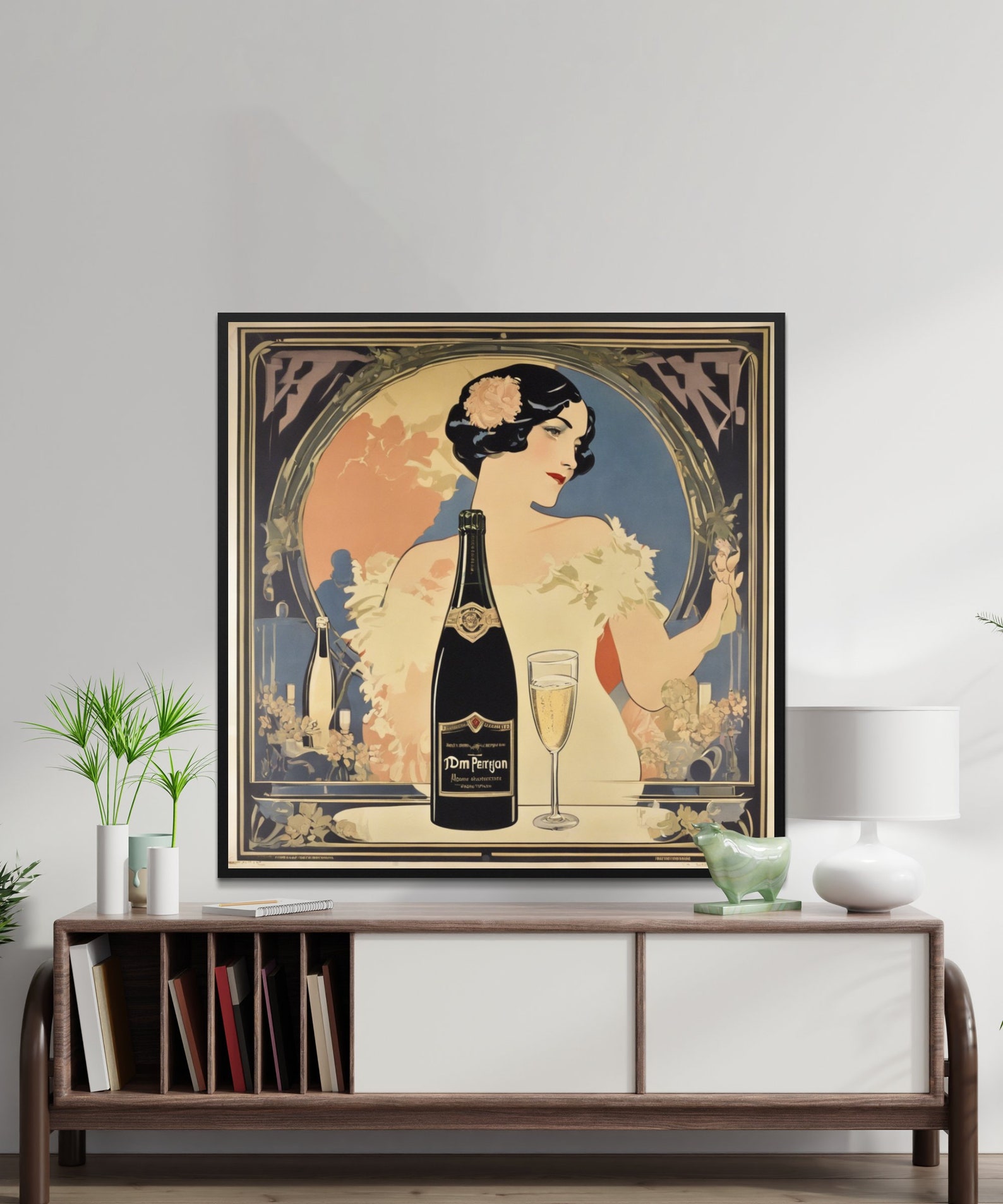 Vintage Art Deco Champagne Poster: Elegant French Advertisement Print ...