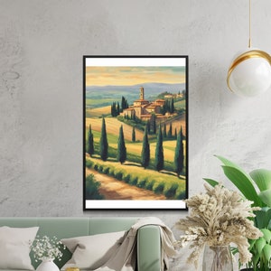 Italian Countryside Digital Art Print, Tuscany Landscape Downloadable ...