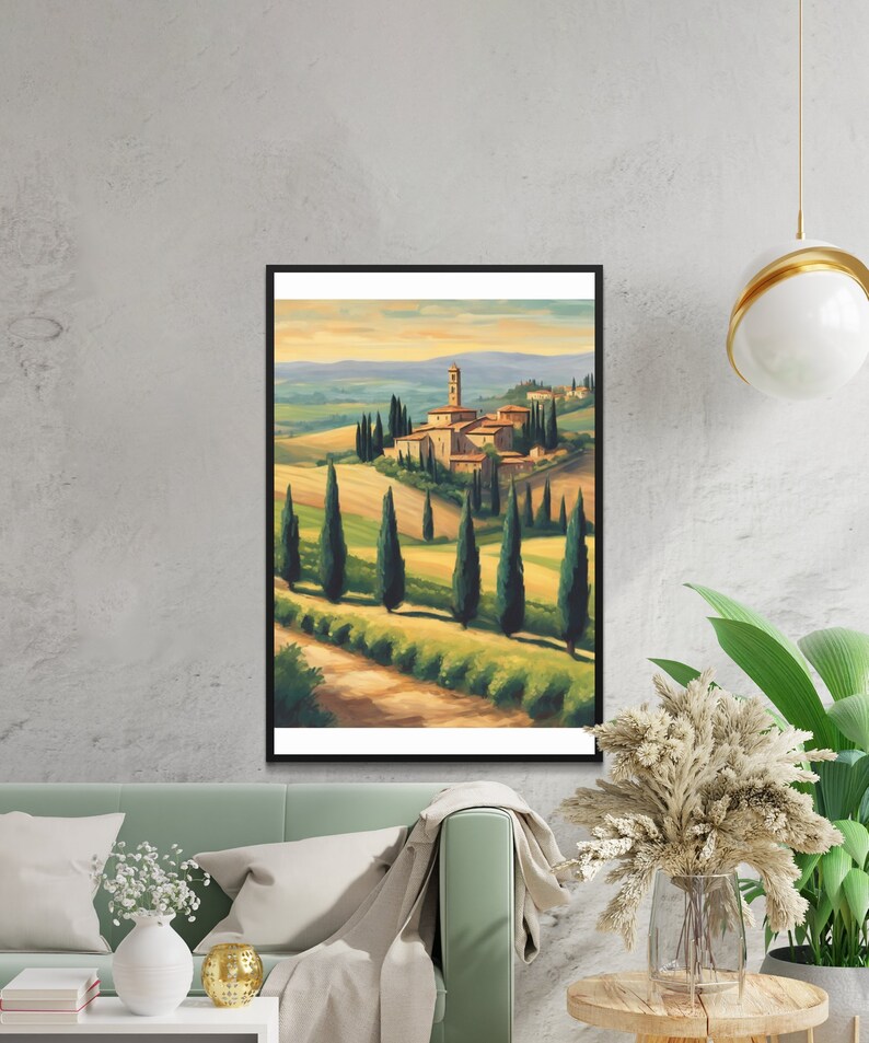 Italian Countryside Digital Art Print, Tuscany Landscape Downloadable ...