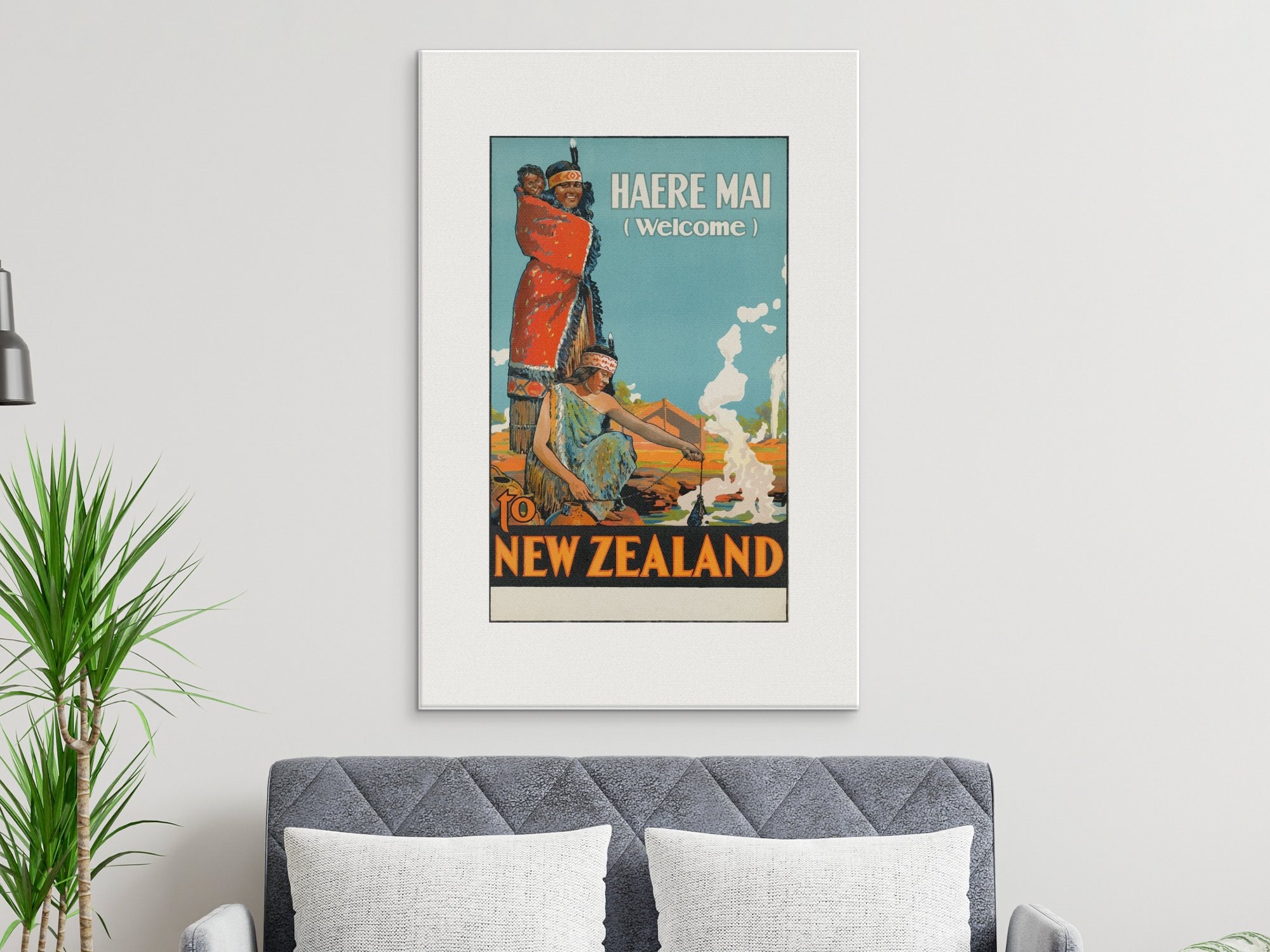 Vintage New Zealand Travel Poster: Maori Art, Haere Mai Welcome (digital Download) - Etsy