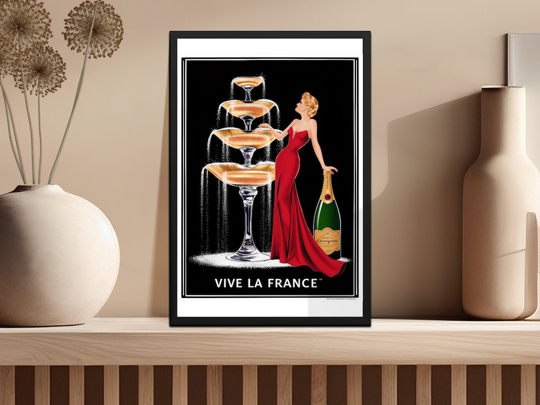 Vintage French Champagne Poster, Art Deco Wall Decor, Elegant French ...