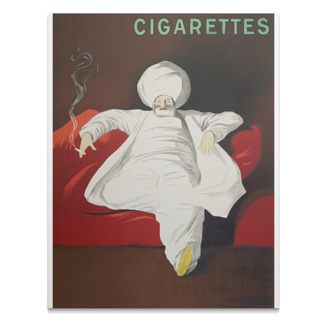 Vintage Cigarettes Advertisement Poster, Retro Smoking Artwork, Man on ...