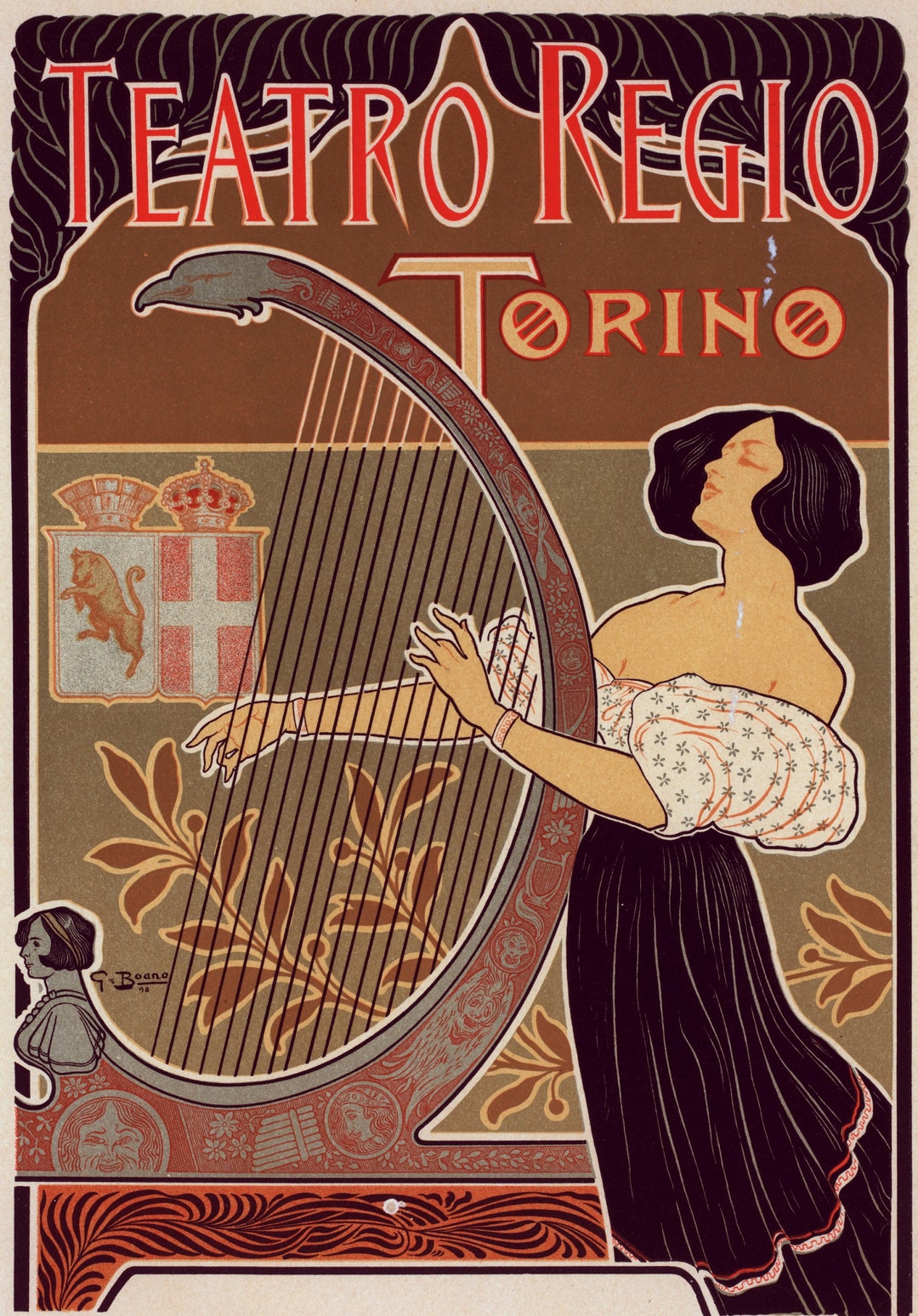 Vintage Teatro Regio Torino Music Poster, Retro Italian Concert Wall ...