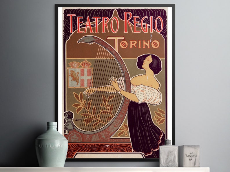 Vintage Teatro Regio Torino Music Poster, Retro Italian Concert Wall ...