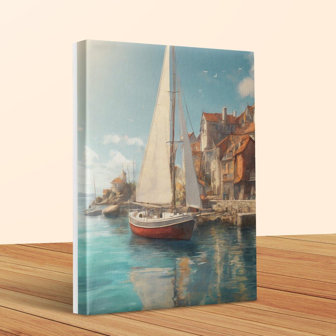 Coastal Sailing Boat Print: Nautical Seascape Art (digital Download) - Etsy