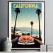 Vintage California Travel Poster: Classic Car Coastal Art Print - Etsy