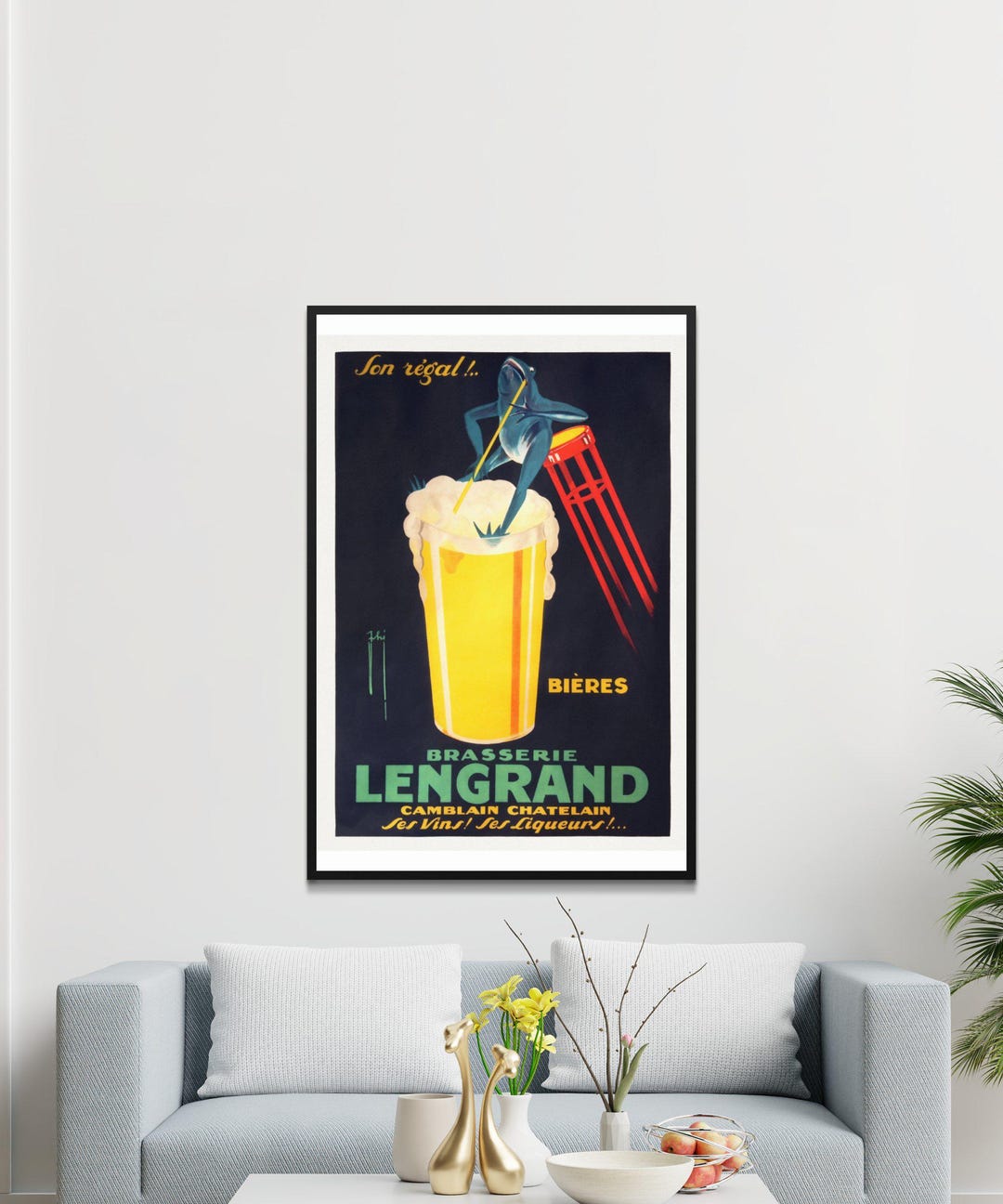 Vintage French Beer Poster: Frog Bar Advertisement (digital Download ...