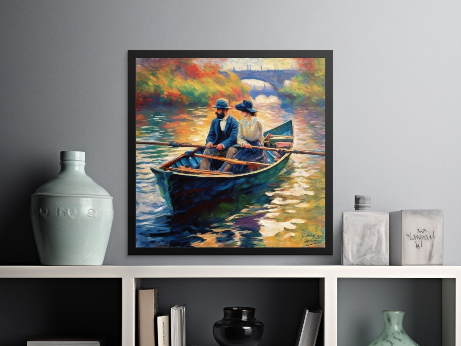 Impressionist Art Couple Boating Vintage Style Digital Download ...