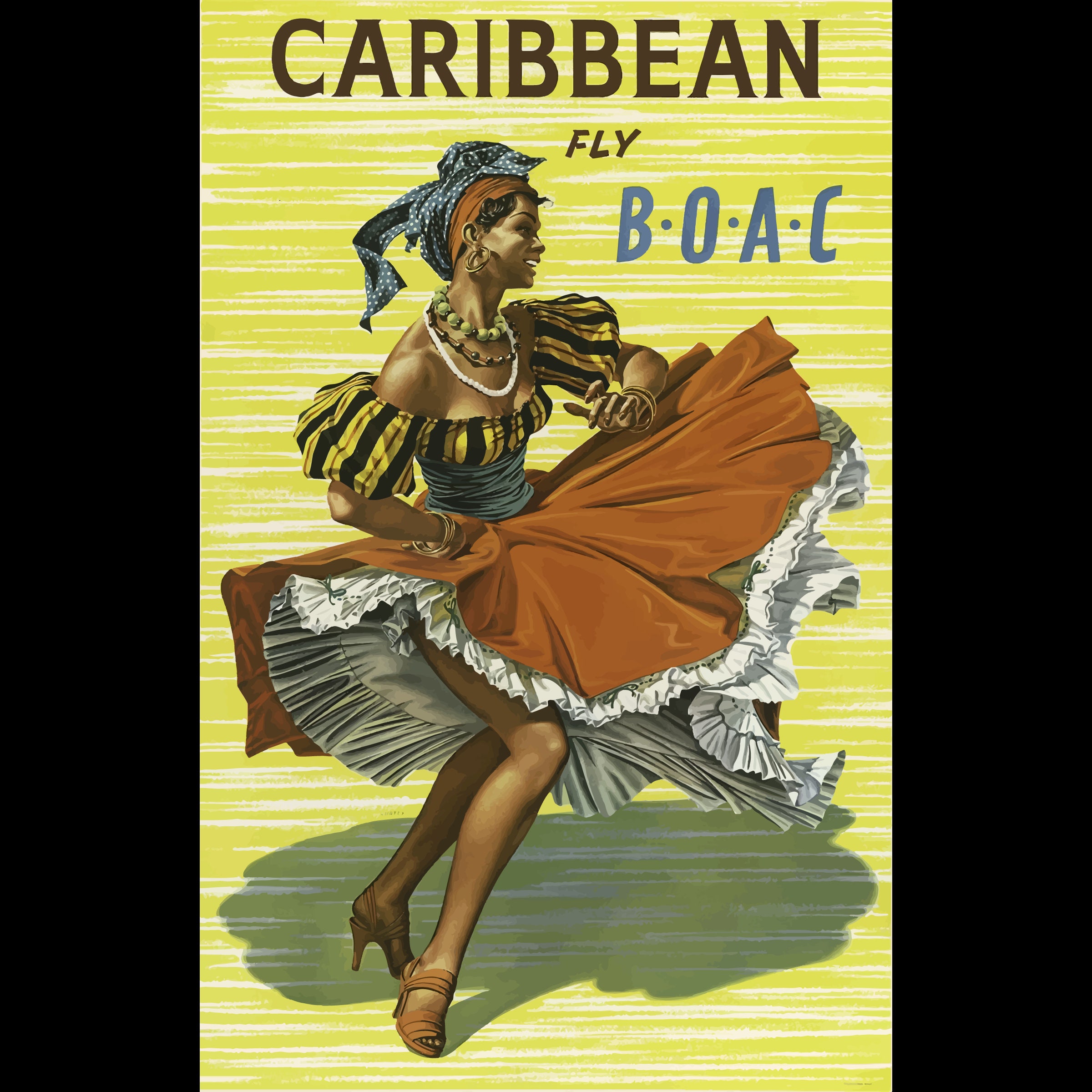 Vintage Caribbean Travel Poster Instant Digital Download Retro Wall Art ...