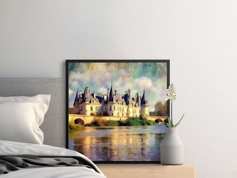 Watercolor Castle Art Print, Digital Download Castle Wall Art, Scenic ...