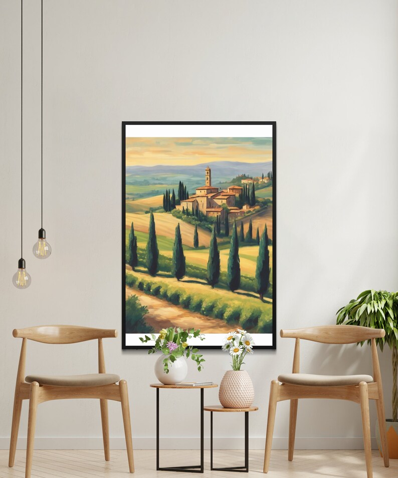 Italian Countryside Digital Art Print, Tuscany Landscape Downloadable ...