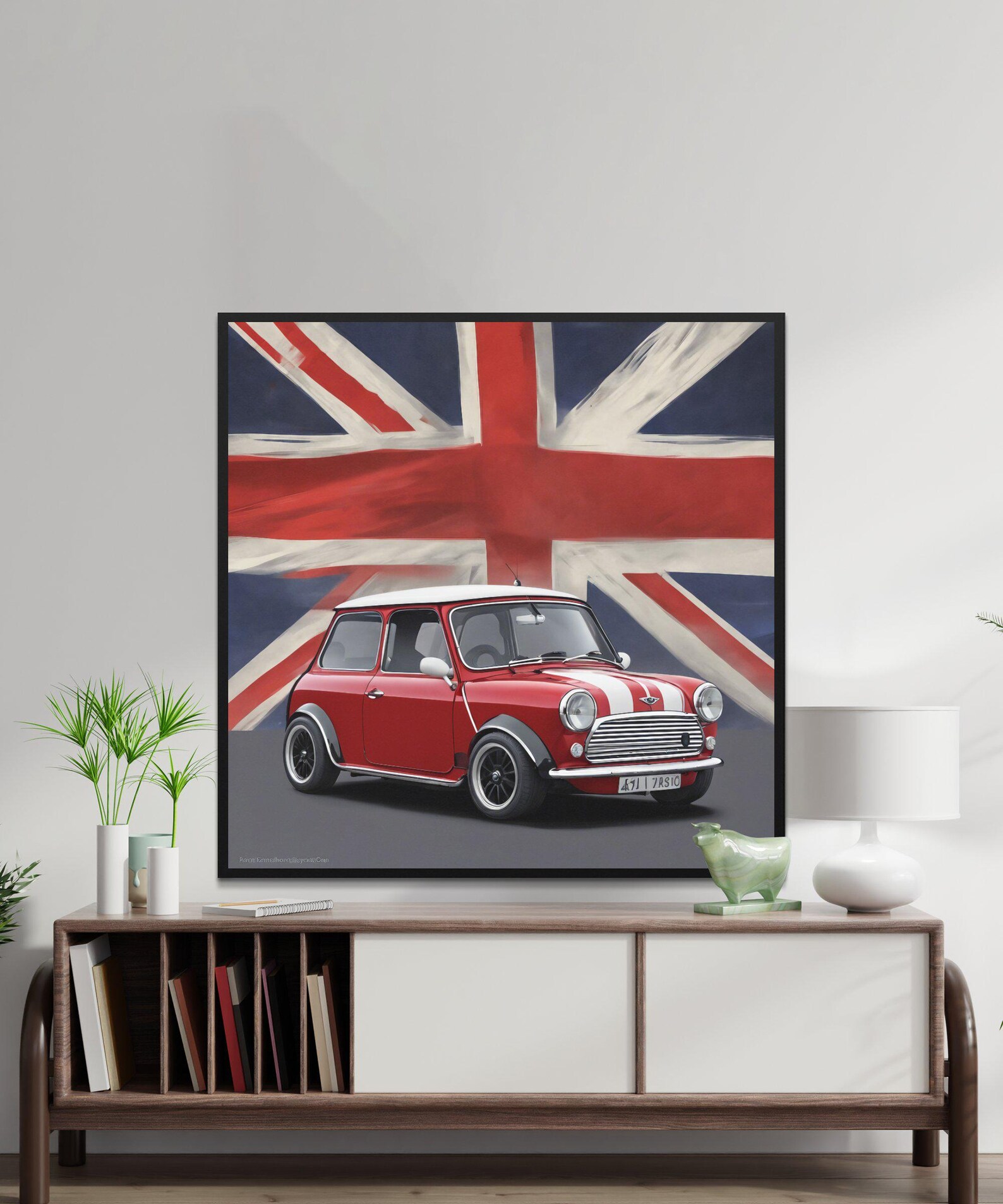 Vintage Mini Cooper Print: British Car Poster, Union Jack (digital ...