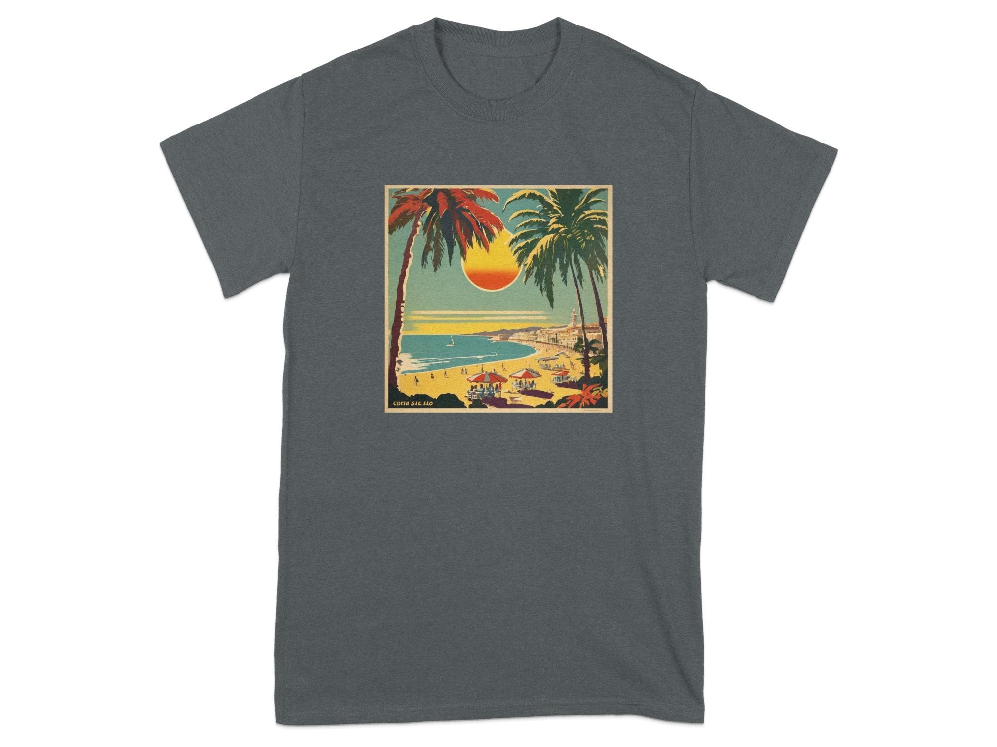 Vintage Beach Sunset T-shirt, Tropical Beach Art Tee, Retro Travel ...