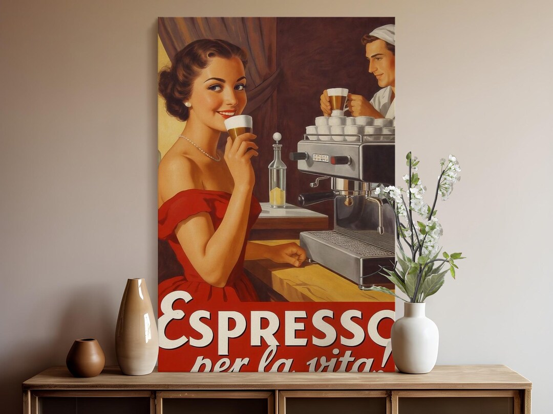 Espresso per La Vita Print: Vintage Italian Coffee Poster (digital ...