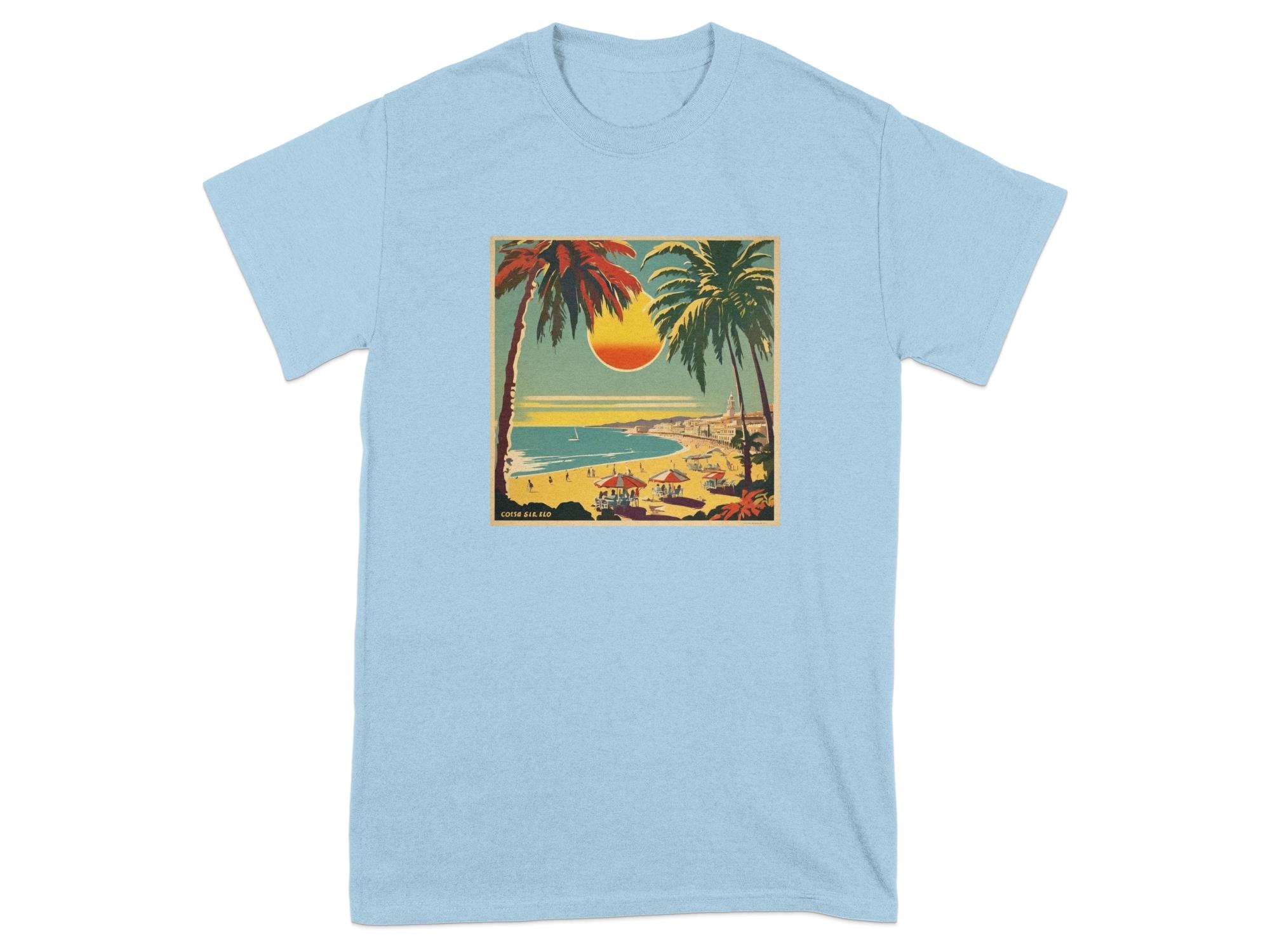 Vintage Beach Sunset T-shirt, Tropical Beach Art Tee, Retro Travel ...