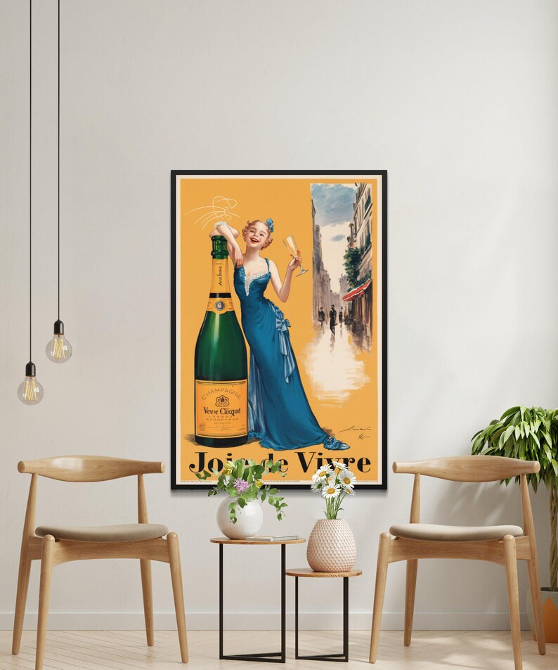 Vintage Champagne "joie De Vivre" Poster: Retro French Art Nouveau ...