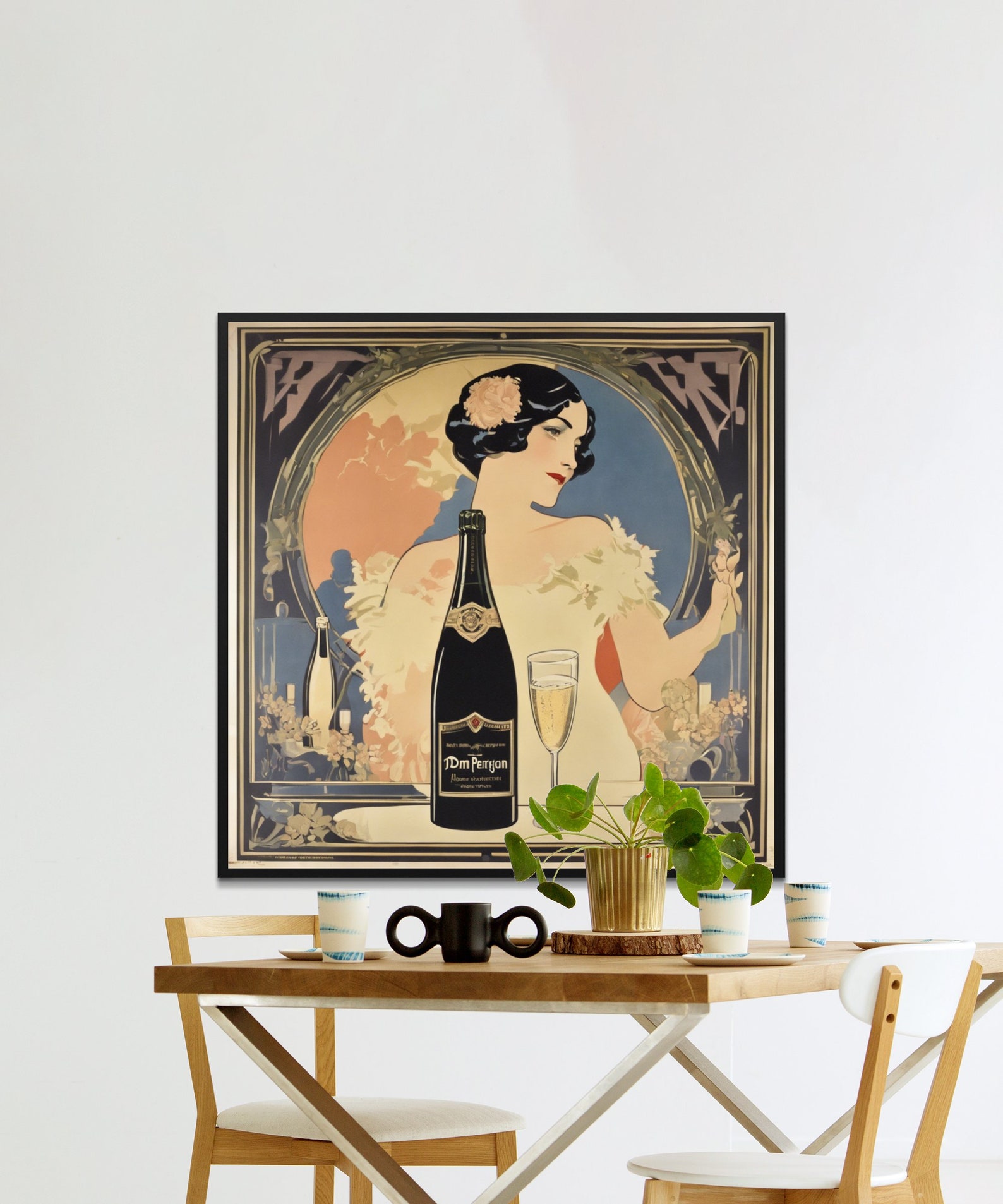 Vintage Art Deco Champagne Poster: Elegant French Advertisement Print ...