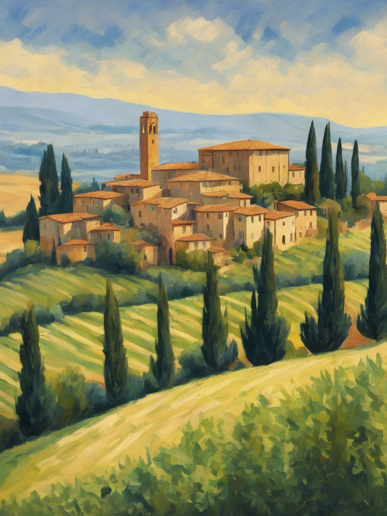 Tuscan Landscape Digital Download, Italian Countryside Art, Digital ...