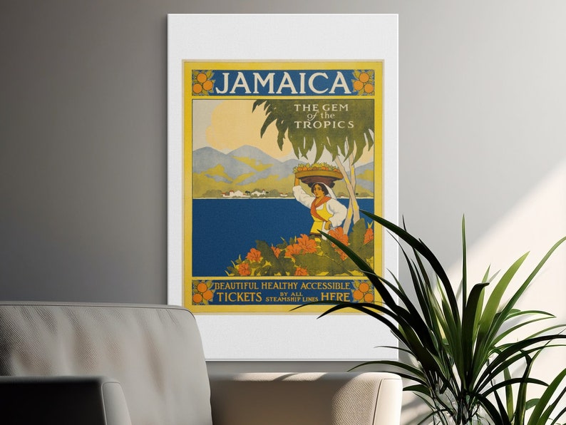 Vintage Jamaica Travel Poster Digital Download, Tropical Destination ...