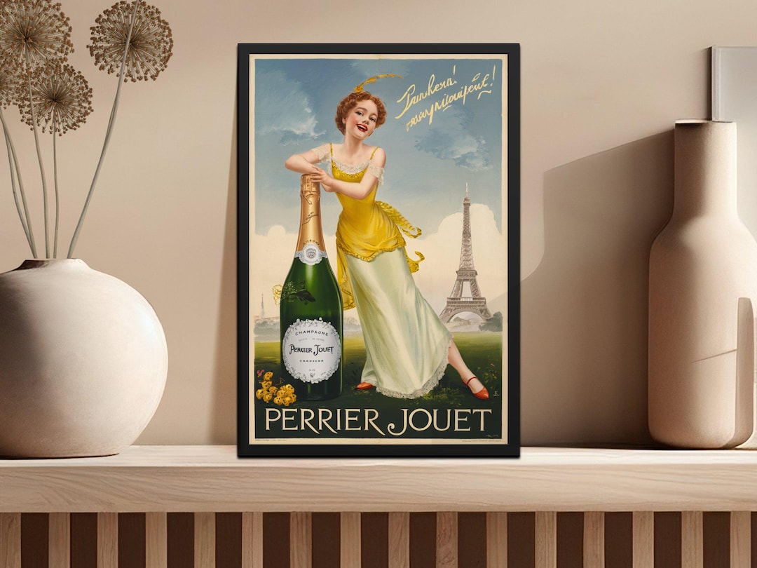 Vintage Champagne Poster: Art Deco Parisian Kitchen Decor (digital ...