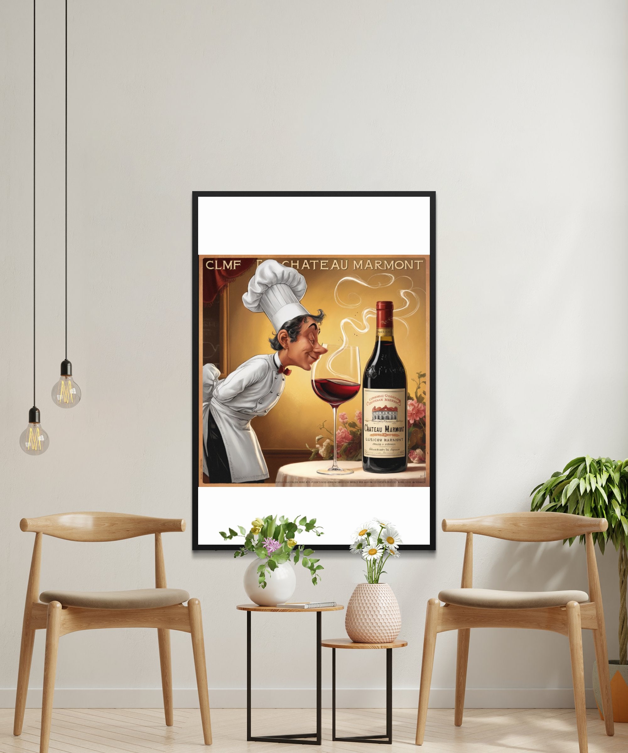 French Chef Wine Wall Art, Kitchen Decor Digital Download, Wine Lover ...