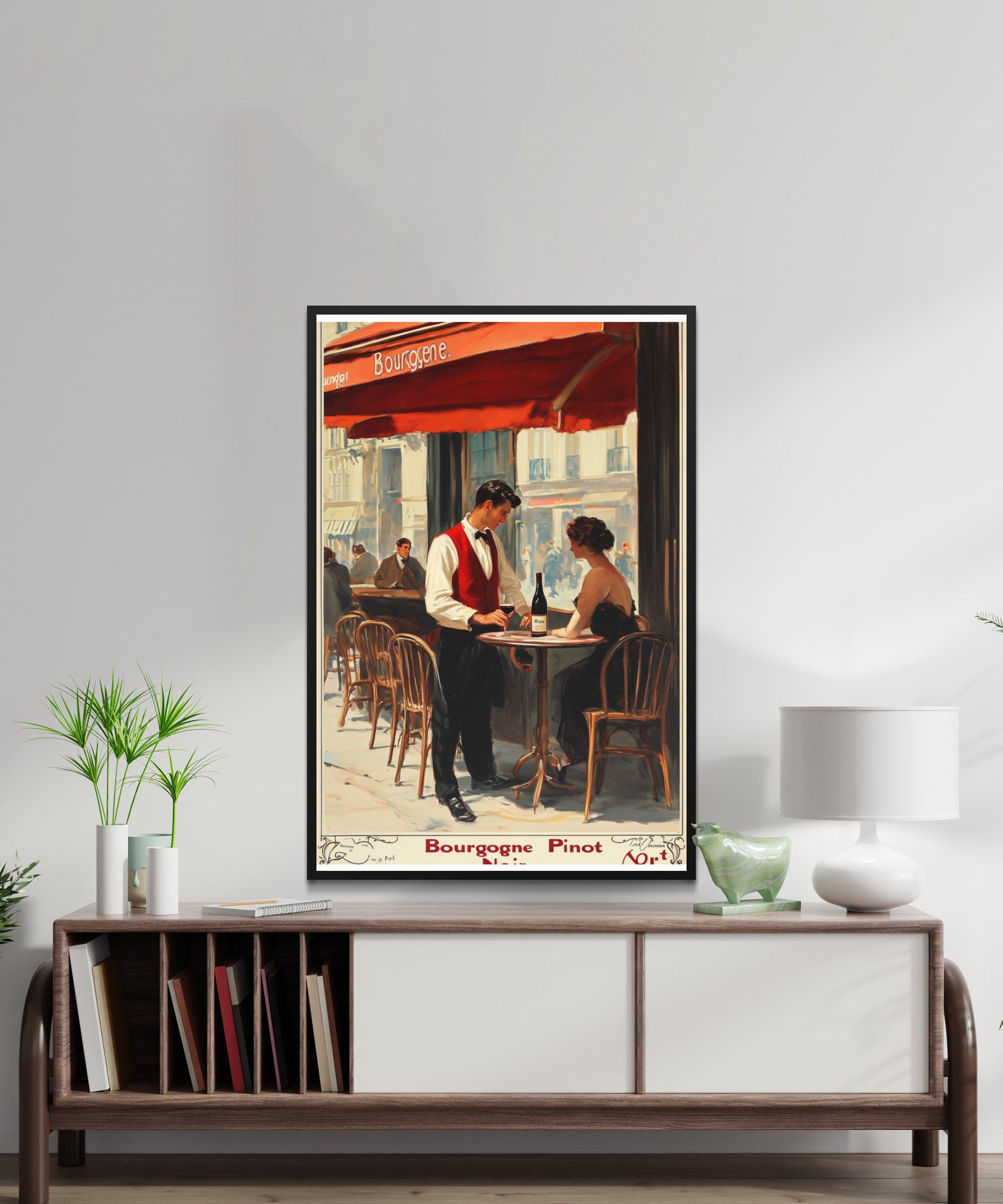 Vintage French Cafe Poster Digital Download, Man and Woman in Cafe Art ...