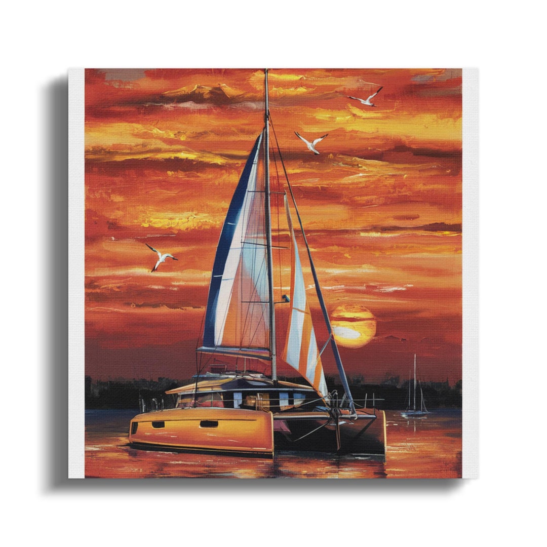 Sunset Sailing Wall Art, Digital Download, Seascape Art Print, Nautical ...