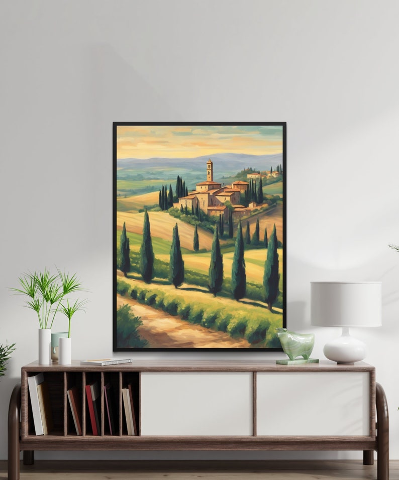Italian Countryside Digital Art Print, Tuscany Landscape Downloadable ...
