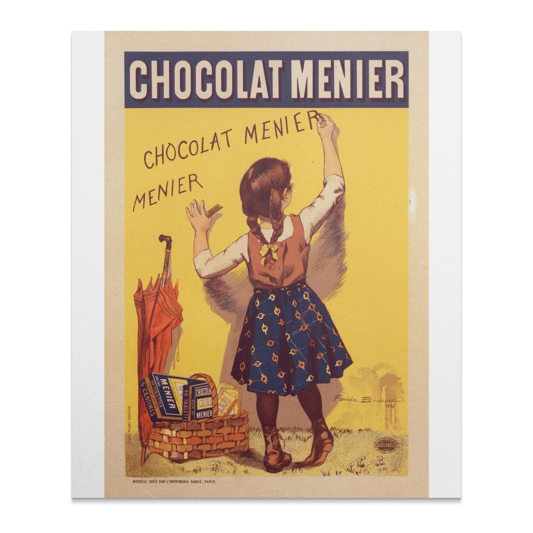 Vintage Chocolat Menier Poster: French Chocolate Advertisement Art ...