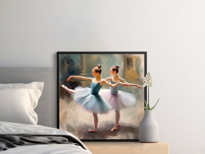 Ballet Dancers Digital Art Print, Elegant Ballerinas Painting, Ballet ...