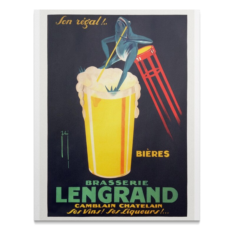 Vintage French Beer Advertisement Poster, Classic Brasserie Lengrand ...
