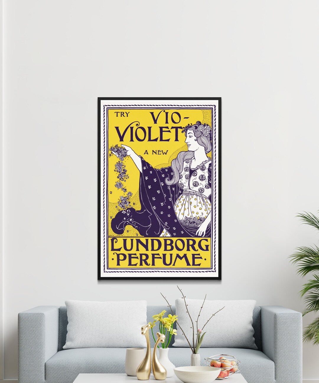Vio-violet Perfume Poster, Vintage Perfume Advertisement, Art Nouveau ...