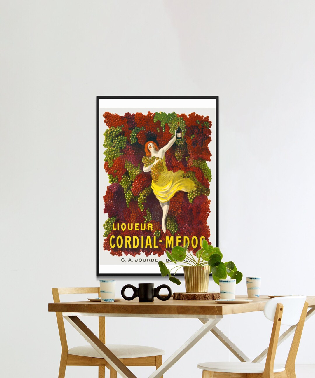 Vintage French Liquor Poster, Retro Wall Art, Wine Themed Digital ...